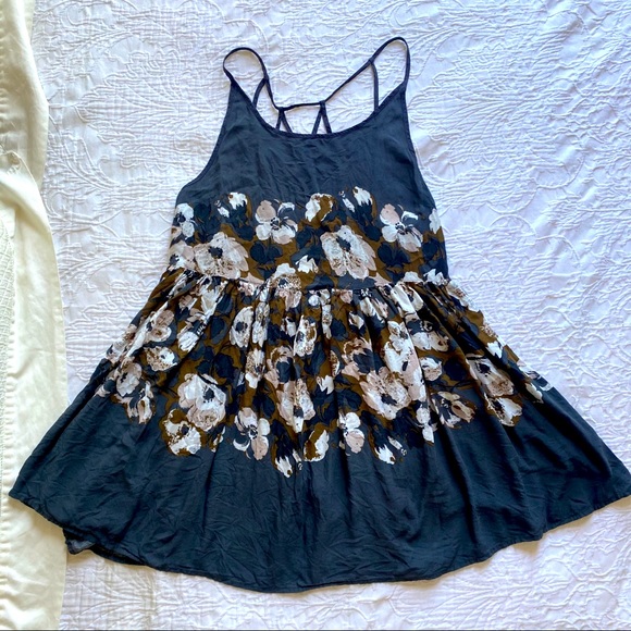 Free People | Dresses | Free People Grey Floral Shortie Slip Dress ...